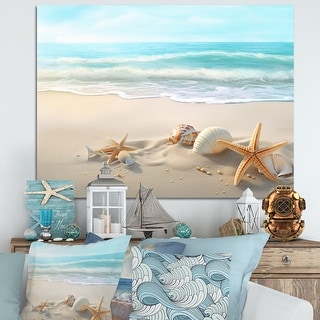 Designart "Landscape With Shells On Tropical Beach" Nautical & Coastal ...