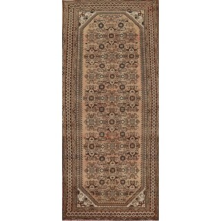 Hamedan Persian Vintage Runner Rug Hand-Knotted Peach Wool Carpet - 3'8 ...
