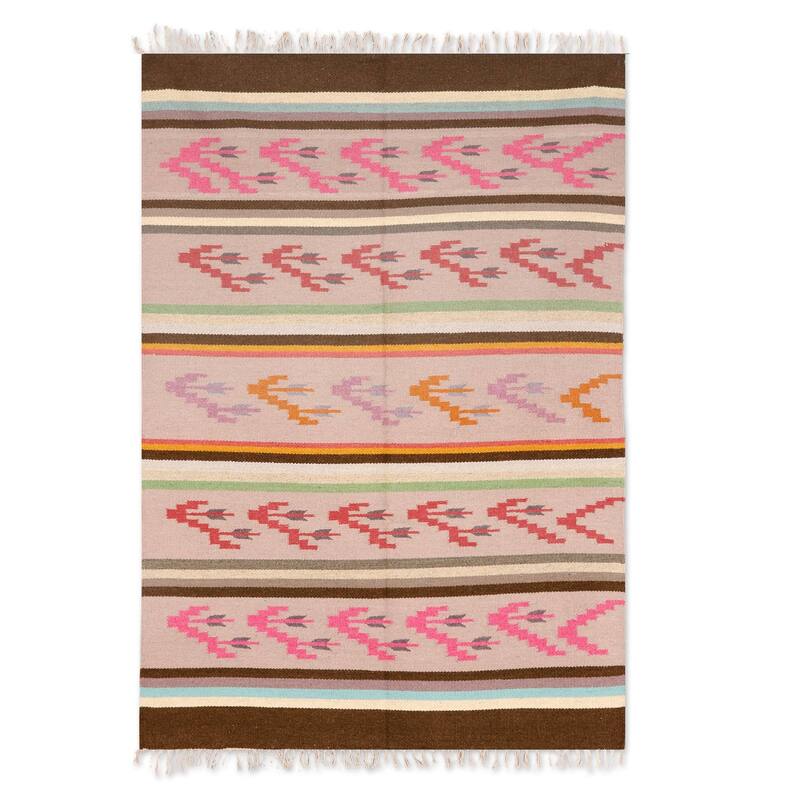 Handmade Blossom Dance Wool area rug (India) - Big - Overstock - 32474363