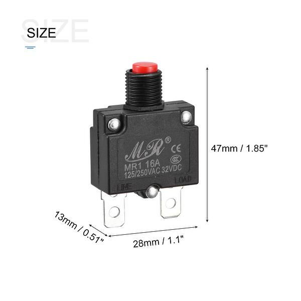 Circuit Overload Protector 16A Push Button with Waterproof Caps 3pcs ...