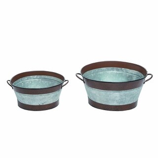 Transpac Metal 11 in. Multicolor Spring Rustic Containers Set of 2 ...