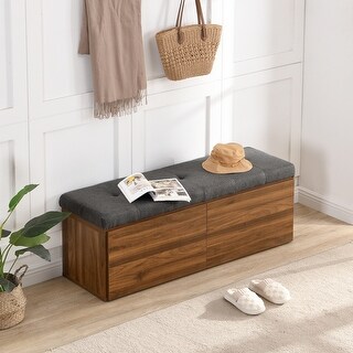 Double Doors Shoe Storage Bench Ottoman with Cushion - Bed Bath ...