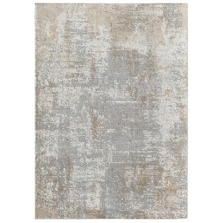 5 x 7 Modern Area Rug, Subtle Lined Natural Design, Soft Fabric, Beige ...