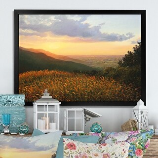 Designart "Color Of The Light Mountain Landscape" Traditional Framed ...