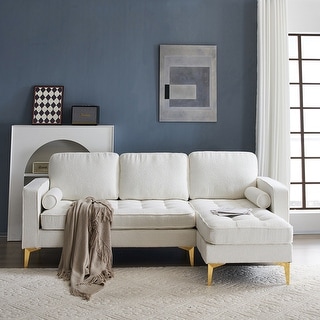 Modern Style L-Shaped Sofa with Gold-Plated Metal Legs - Bed Bath ...