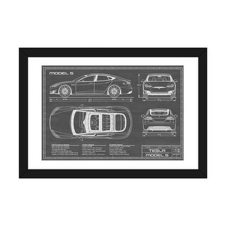iCanvas "Tesla Model S (2016-2020) Black" by Action Blueprints - Bed ...