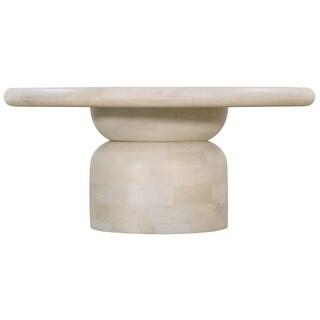 Ann Coffee Table, 55 Inch Round Top, Pedestal Base, Oak White Mango ...