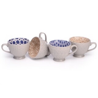 Signature Housewares Pad Print Set of 4 Assorted Footed Mugs (14oz ...