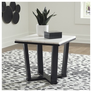 Signature Design by Ashley Fostead White / Dark Brown Square End Table ...