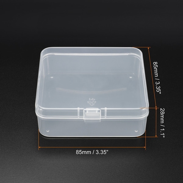 6pcs Clear Storage Container with Hinged Lid Plastic Square Craft Box ...