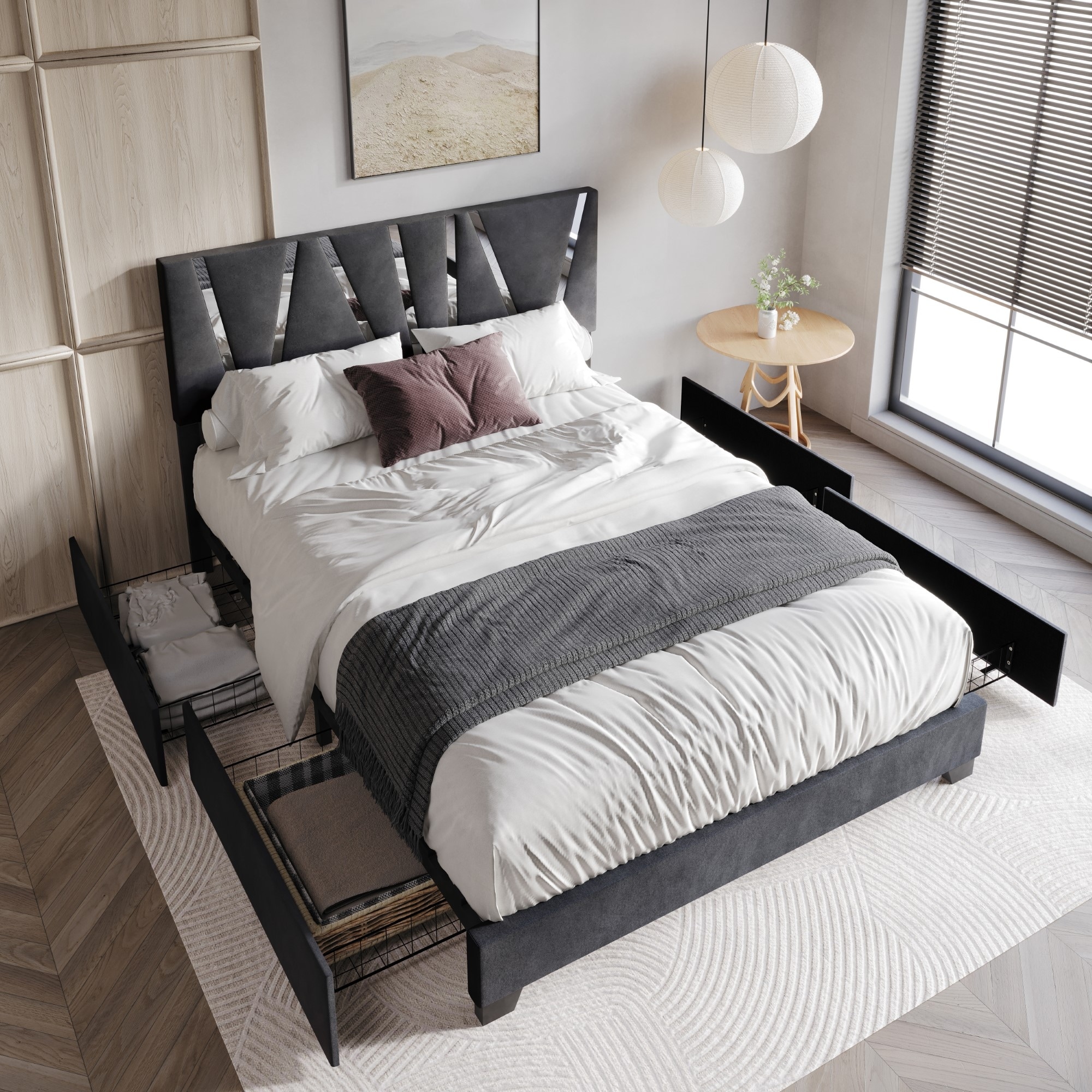 Hanover Full Upholstered Storage Platform Bed