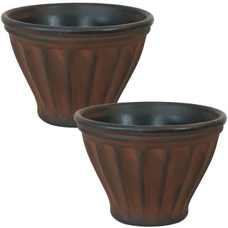 16" Charlotte Dual-Wall Polyresin Planters Rust Set of 2 - Bed Bath ...
