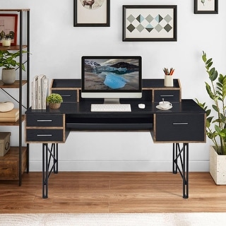 Topcraft Computer Desk with Multiple Storage, Black - Bed Bath & Beyond ...