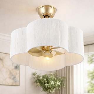 19.7" Coastal Boho Scalloped Rope Ceiling Fan with Light Kit and Remote ...