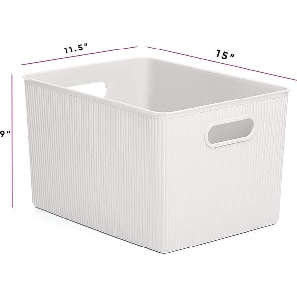 Superio Ribbed Storage Bin with Matching Lid - 15"W x 9"H x 11.5"D ...