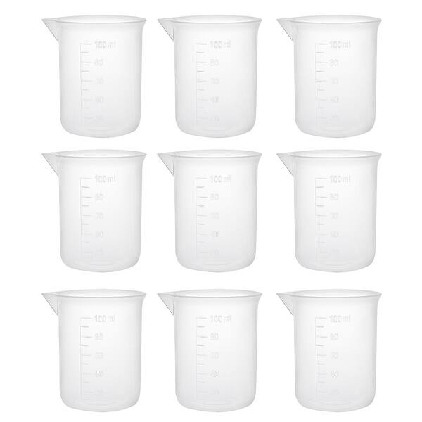 9pcs Measuring Cup Labs Clear PP Plastic Graduated Beakers 100ml ...