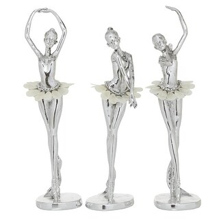 Polystone Dancer Sculpture with Capiz Inlay - Set of 3 Silver - Roche ...