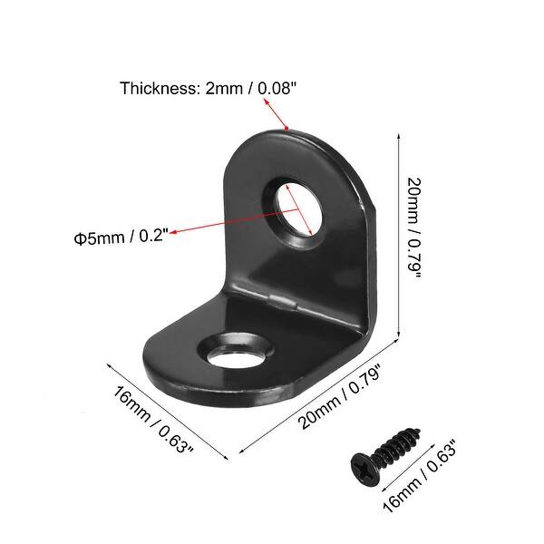 Corner Brace Angle Bracket Fastener L Shape 20x20x16mm Round End 10pcs ...