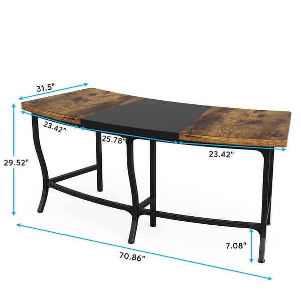 71 Inch Large Curved Executive Desk, Industrial Office Desk - Bed Bath ...
