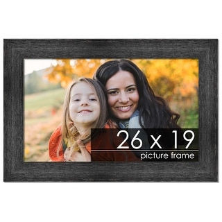 26x19 Distressed/Aged Black Wood Picture Frame - UV Acrylic, Foam Board ...
