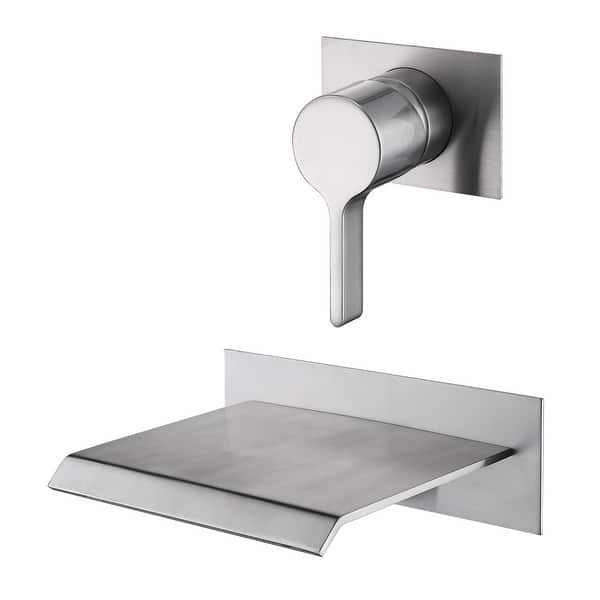 SUMERAIN High Flow Waterfall Wall Mount Tub Filler Brushed Nickel with ...
