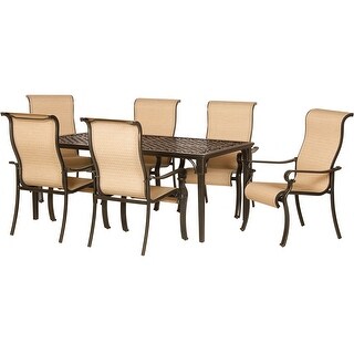 Hammond Brighton 7-Piece Outdoor Dining Set with Cast-Top Table - Bed ...