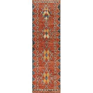 Moroccan Runner Rug Hand-knotted Contemporary Wool Carpet - 2'8" x 9'8 ...