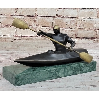 Hot Cast Canoeing Trophy Bronze Sculpture By Mario Nick Green Marble ...