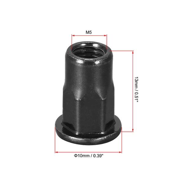 Rivet Nuts Thread Half Hexagonal Carbon Steel Flat Head - Black - Bed ...