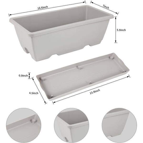 Rectangle Planters Box with Drainage Holes and Trays - Bed Bath ...