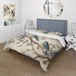 Designart "Two Blue Birds Sitting On A Branch Vintage Watercolor II ...