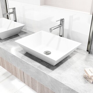 Vigo VGT2055 Vinca 18" Solid Surface Vessel Bathroom Sink with 1.2 GPM ...