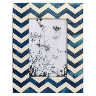 Resin, 4x6 Chevron Photo Frame, Blue, white 8.5"H - Bed Bath & Beyond ...