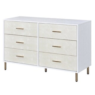 Emily 47 Inch Wood Side Dresser with 6 Drawers, Metal Bar Handles ...