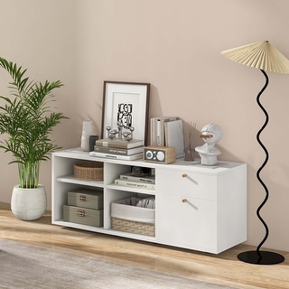 2 Drawers 4 Cubes Storage Cabinet w/ Adjustable Feet Display Cabinet ...