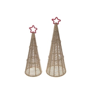 Christmas Jute Cone Tree With Star Set Of 2 - Bed Bath & Beyond - 38431582