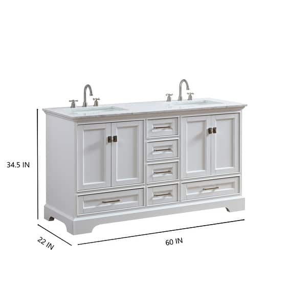 Stufurhome White 60-inch Double Sink Bathroom Vanity - 60*22*34.5 in ...