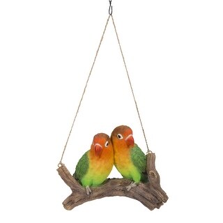 6.5" Lovebird Parrots on a Branch Hanging Outdoor Garden Statue - Bed ...