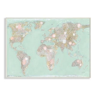 Stupell Mint Brown Patterned Illustrated World Map Wood Wall Art - Bed ...