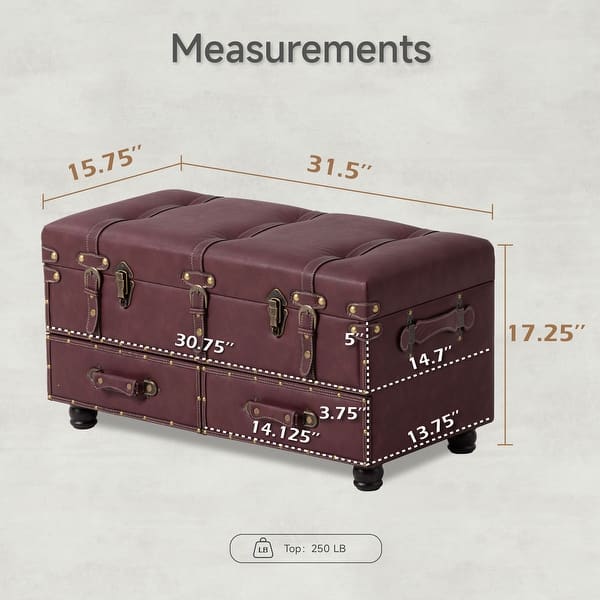 COZAYH Vintage Storage Ottoman Bench, Chest Cabinet with Latch Closure ...
