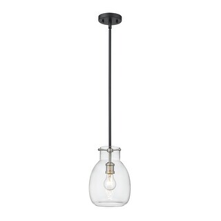 Bella 1 Light 8 inch Matte Black + Brushed Nickel Mini Pendant Light ...