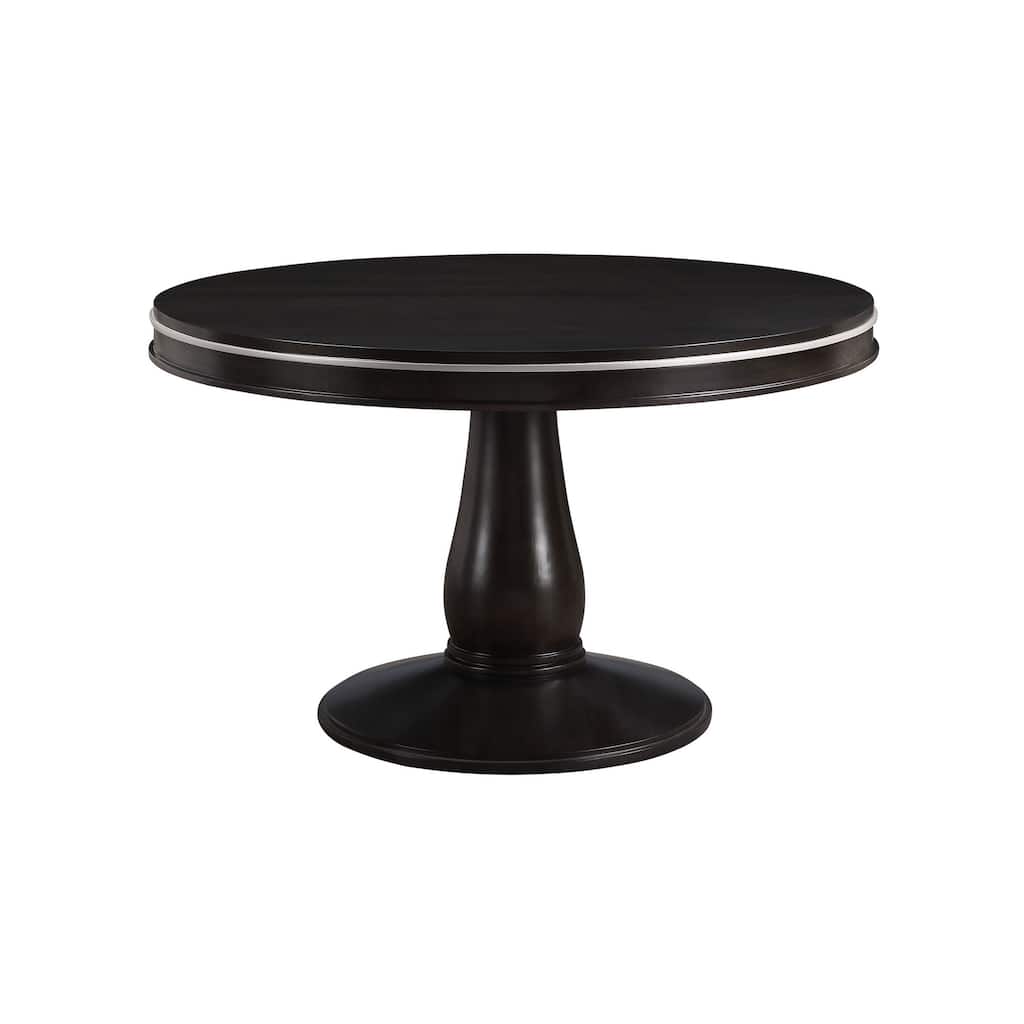 Dining Table with Round Top and Metal Trim, Espresso Brown - Overstock ...