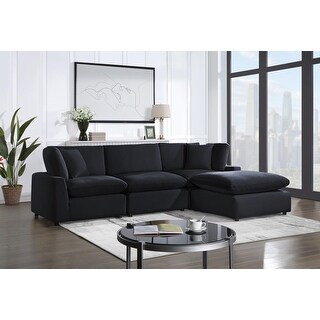 Zane Black Velvet Modular Sectional - Bed Bath & Beyond - 39432243
