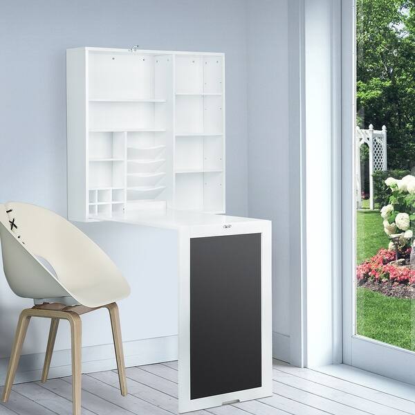 Pull down desk with storage store