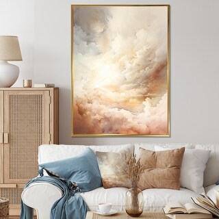 Designart "Beige Cloud Minimal Expression" Storms Framed Wall Decor ...