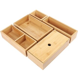 5-Piece Bamboo Kitchen Drawer Organizer Storage Box - Brown - Bed Bath ...