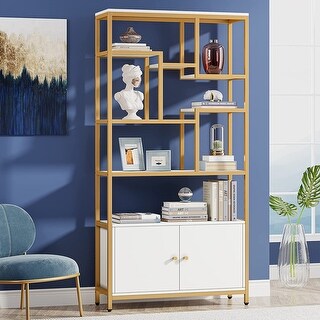 74 Inches Tall Bookshelf White Bookshelf Bookcase with Doors - Bed Bath ...