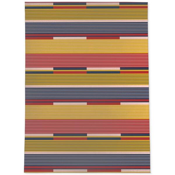 RETRO COLOR BLOCK STRIPE RED AND GOLD Outdoor Rug by, Becky Bailey ...