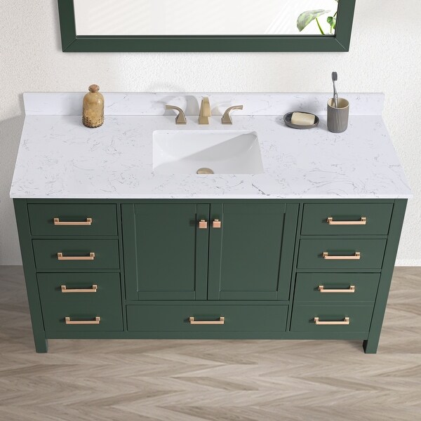 Vanity Art 60" Single Sink Bathroom Vanity with Top & Backsplash - On ...