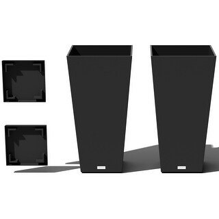 V-Resin Indoor/Outdoor Taper Planter (30 inch - 2 Pack with 2 Saucer ...